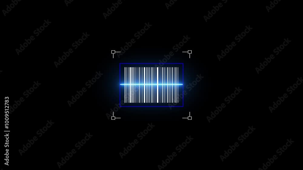 Retail label barcode scanning animation isolated on black background ...