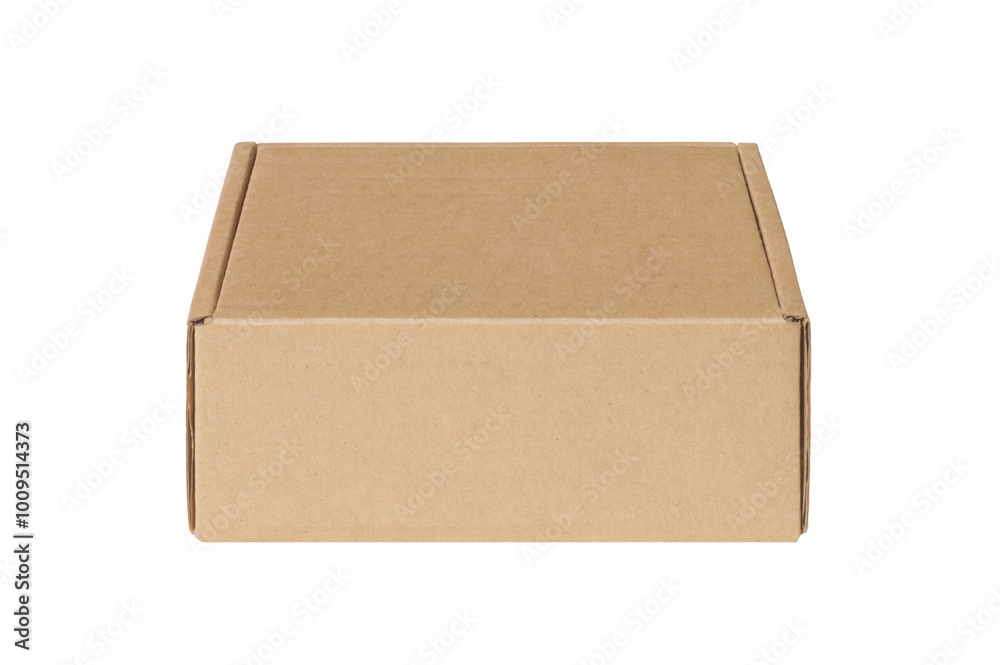 Plain brown cardboard box with flaps ideal for packaging, shipping, or ...