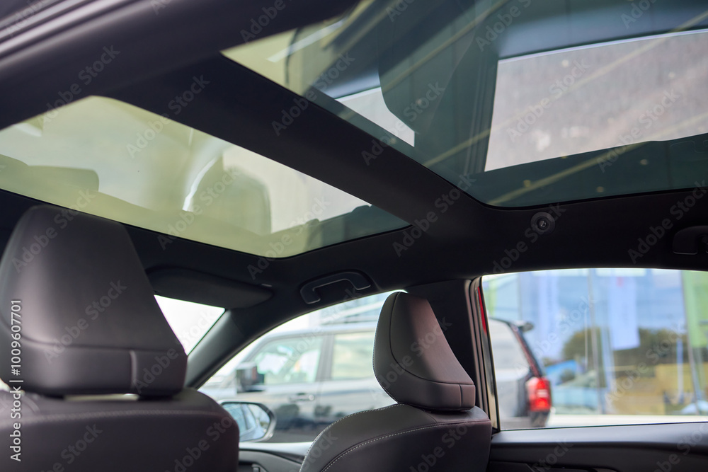 The interior design of a modern car sunroof incorporates sleek ...