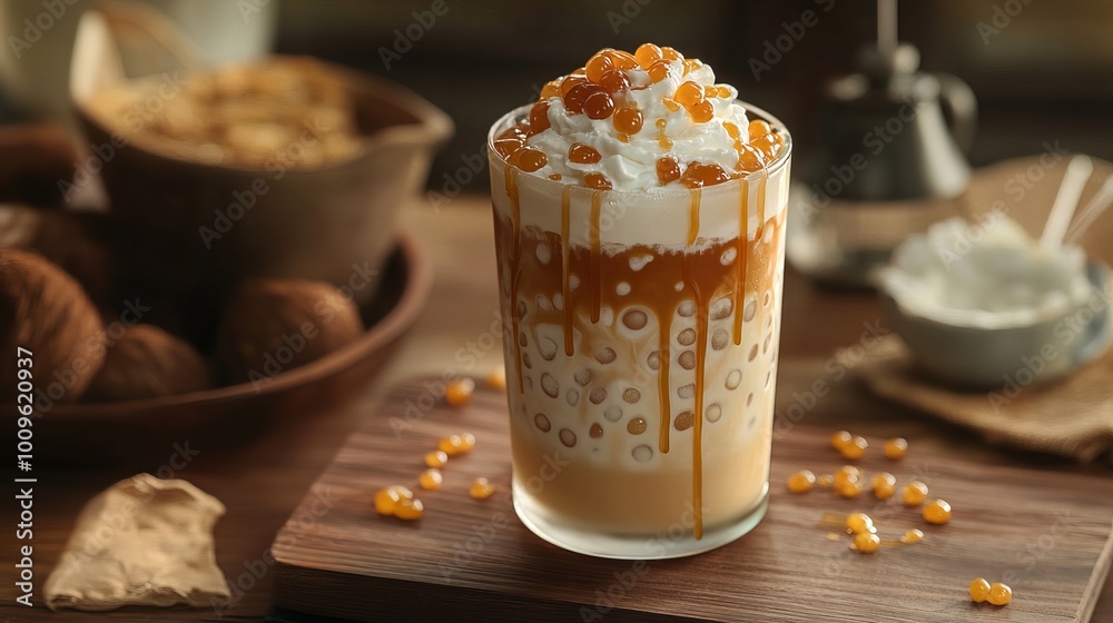 Indulge in the Asian-inspired Tapioca Boba Balls Coffee Frappe, a ...