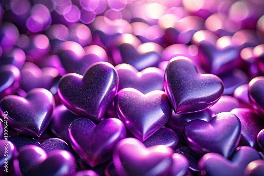Beautiful Purple Hearts in a Soft Gradient Background for Romantic and ...