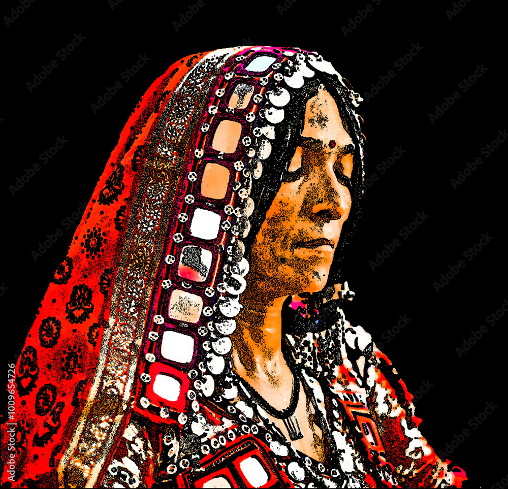 Portrait Digital Art - The Lambani tribes doing embroidery, they also ...