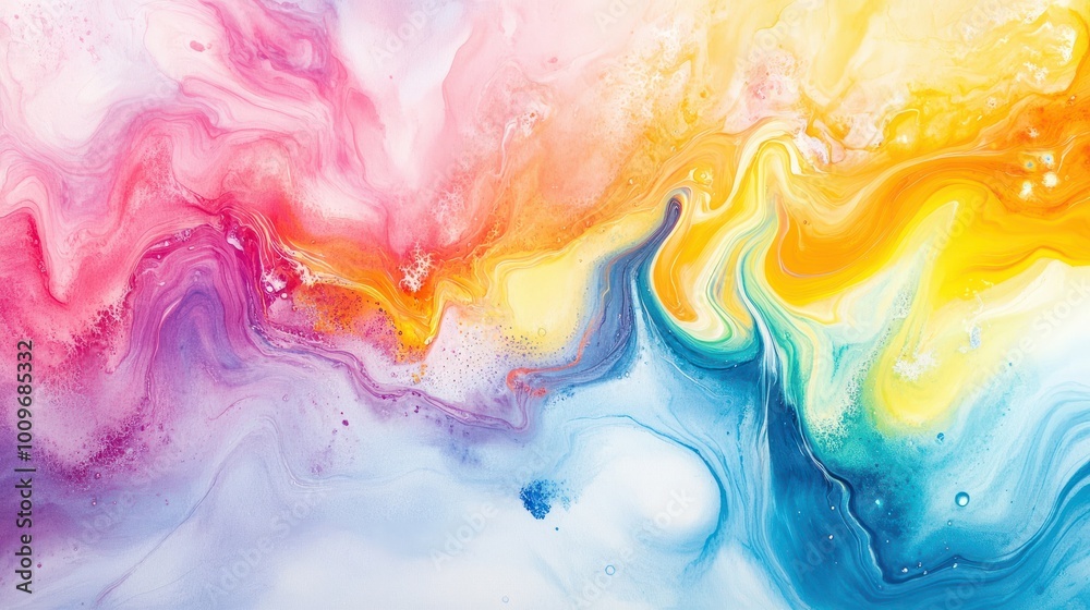 Abstract watercolor painting paint ink liquid fluid painted waves ...