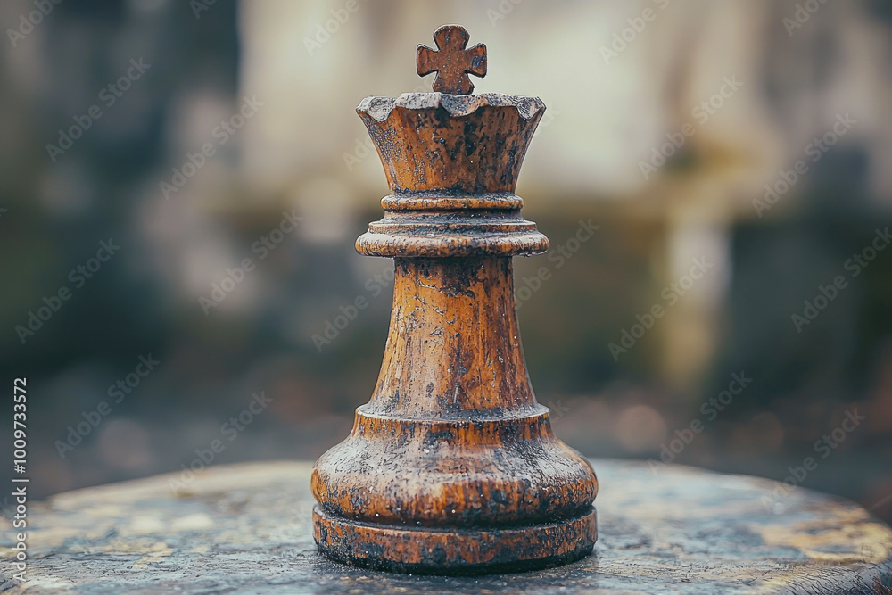 Vintage Queen: Hyper Realistic Close-Up of Very Old Chess Piece ...