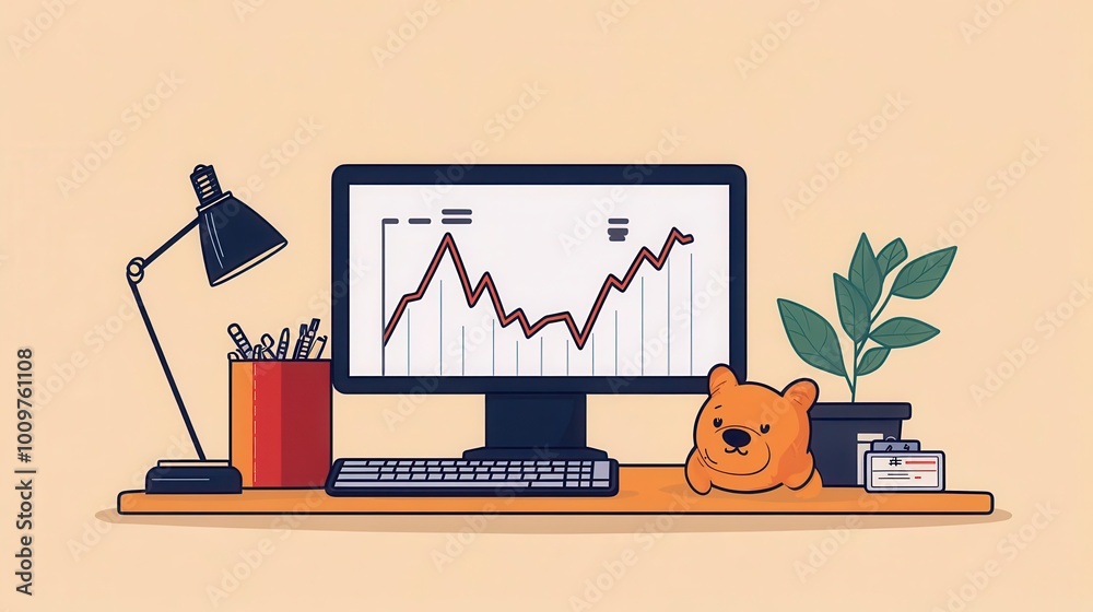 Bear Market stock trading loss flat design front view portfolio ...