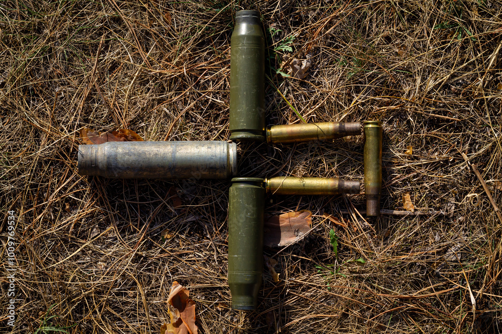 Shot ammunition, some shell casings of different types, no combat ...