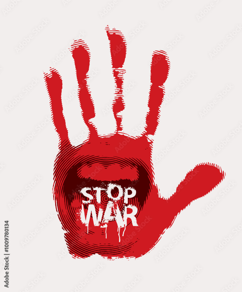Vector inscription stop war written with letters made of stains and ...
