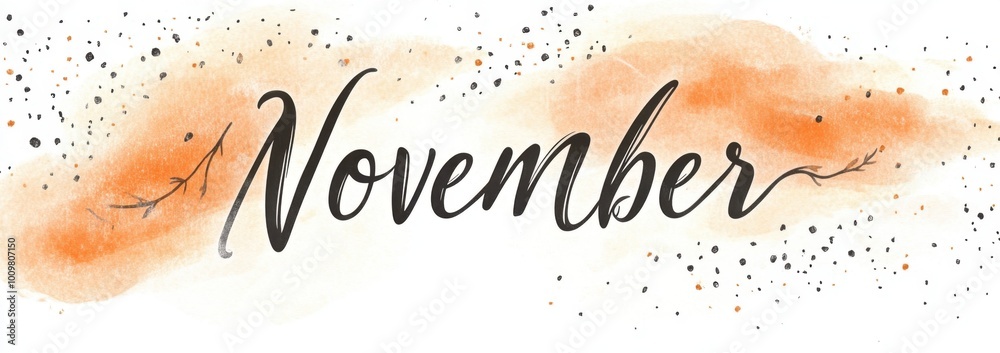 Hand-lettered word "November" in a rounded style on a white background ...