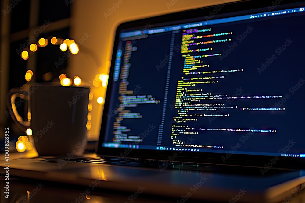 Primer plano de manos de programadores tecleando código en laptops, con ...