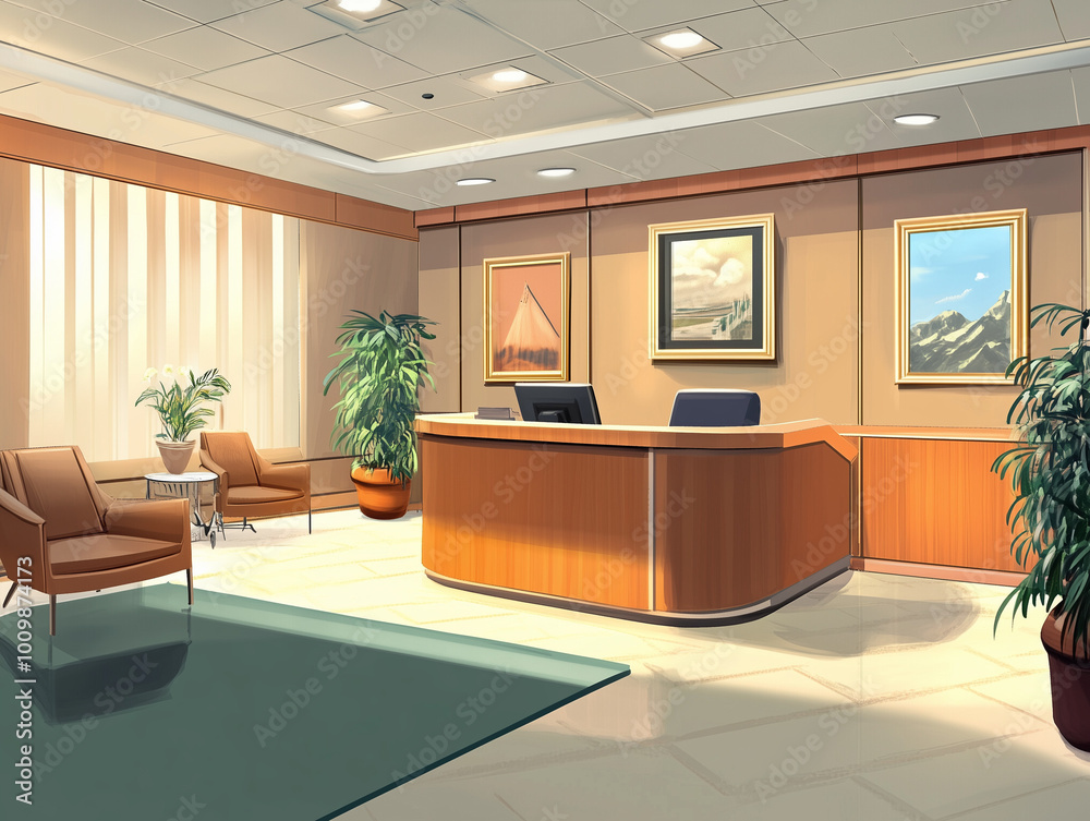 Deluxe Corporate Office Setting: Cartoon Background Extravagance Stock ...
