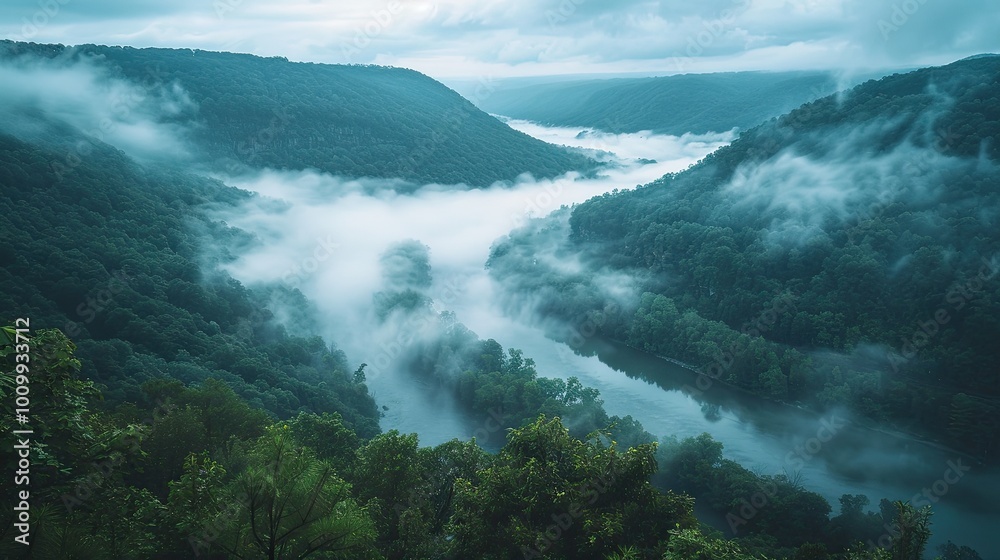 Green Mountain with Smoky Horizon and Dense Greenery – High-Resolution ...