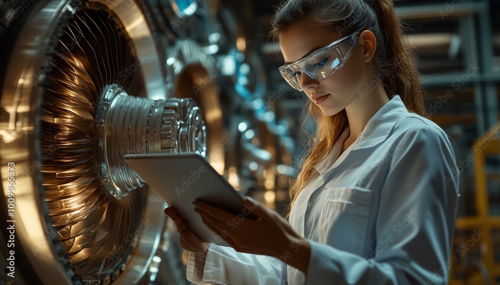 Industrial engineer using a tablet computer while working on a ...