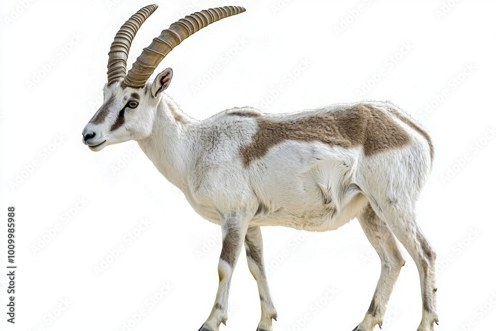 magnificent markhor stands proudly, exhibiting its impressive spiral ...