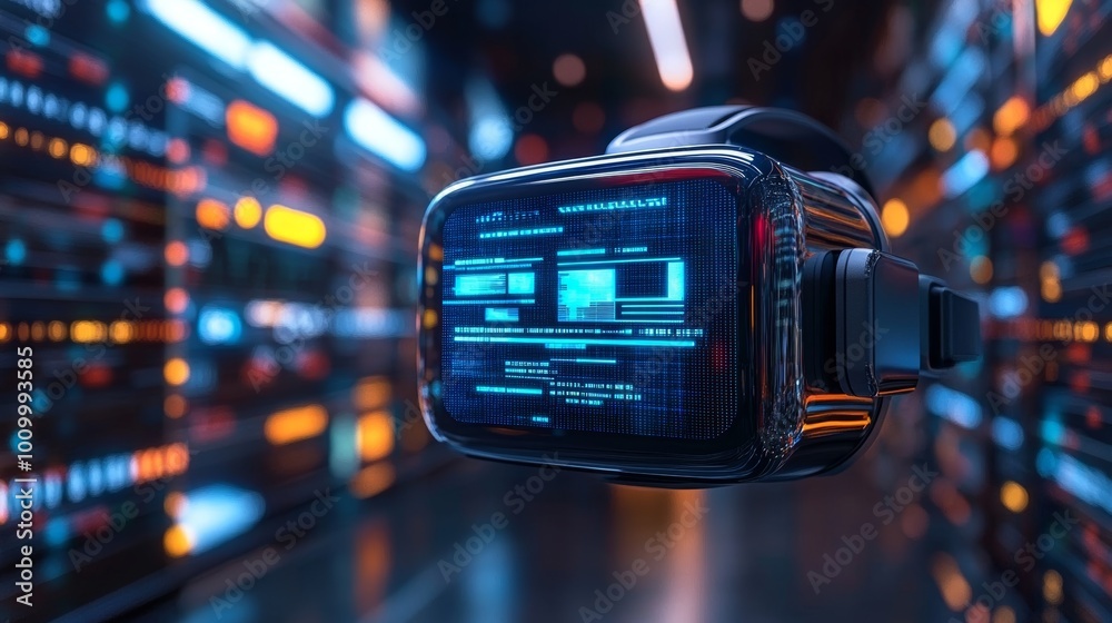Virtual Reality Headset In Server Room, Data Center Technology, Big ...