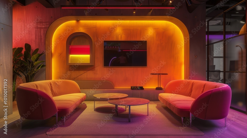 studio set design, podcast studio, ultra photorealistic, seating for 4 ...