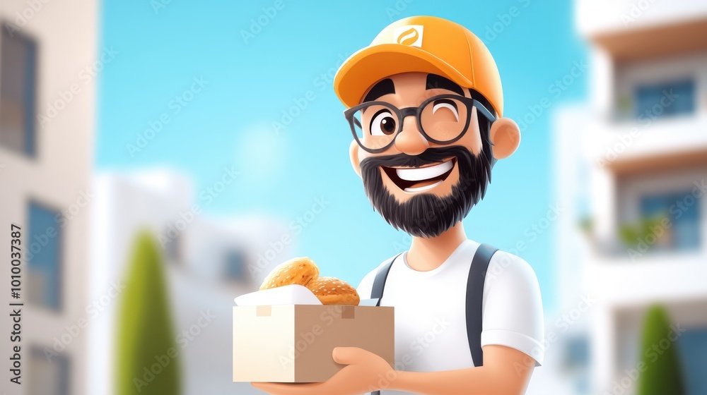 Animated man with glasses and beard, wearing cap, smiling and winking ...