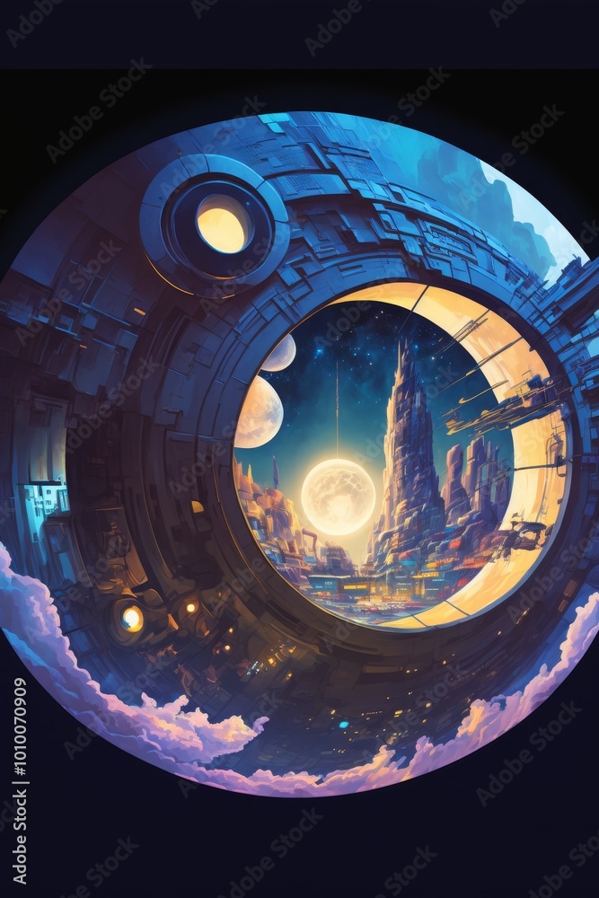 A captivating illustration of a dimensional portal leading to an alien ...