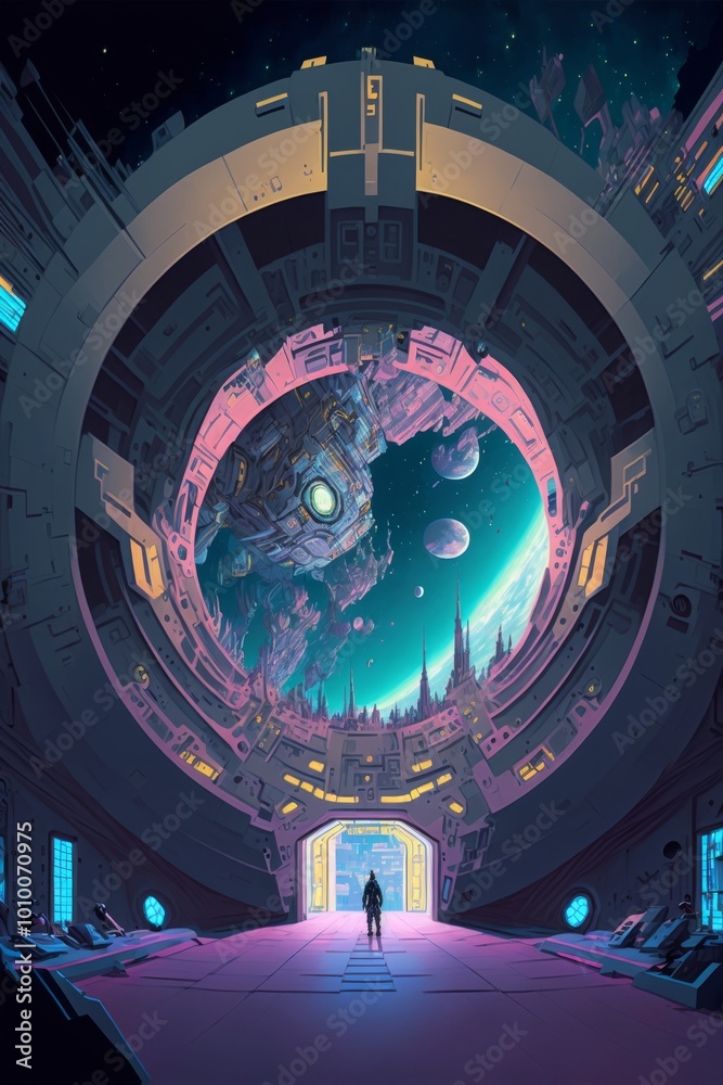 A captivating illustration of a dimensional portal leading to an alien ...