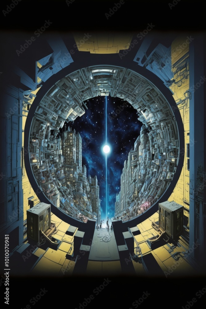 A captivating illustration of a dimensional portal leading to an alien ...