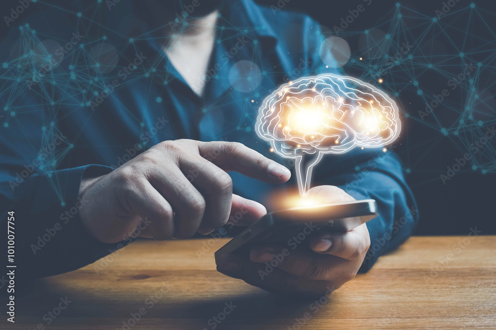 Brain inside the hands of the businessman. Human head and brain.Deep ...