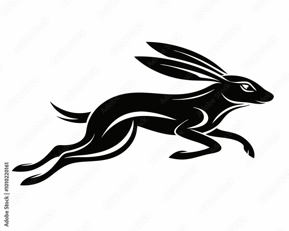 fast running rabbit logo vector, run bunny fast or jump silhouette ...