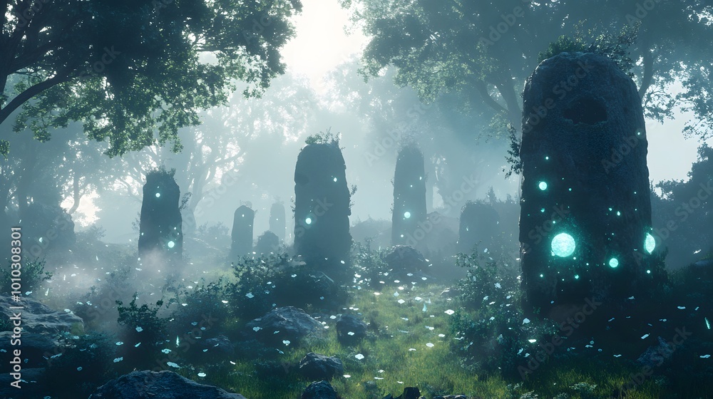 Vertex Alignment: A surreal forest where all trees, rocks, and ...