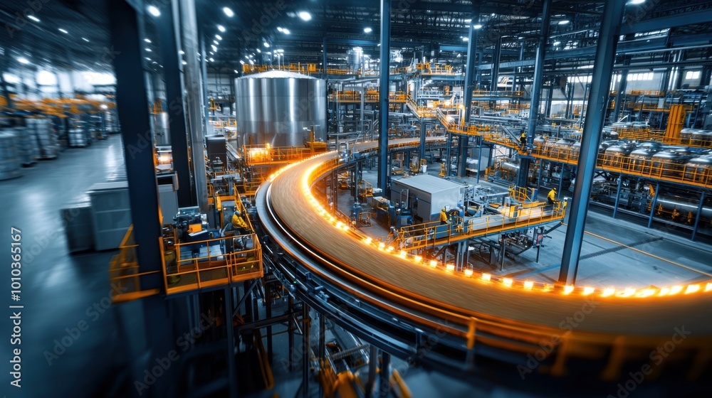 Modern Food Production Facility with Industrial Machines Processing ...