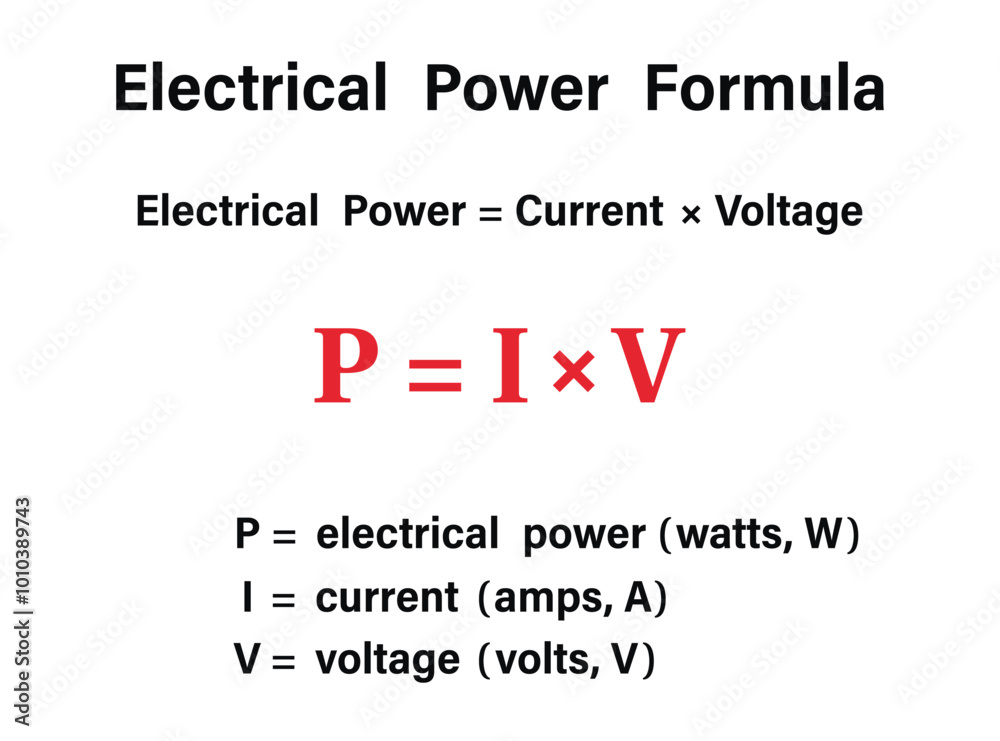 Electrical Power Formula on the white background. Education. Science ...