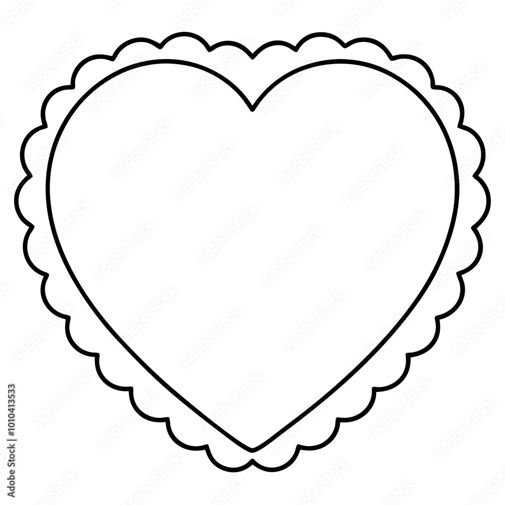 heart scallop frame doodle outline coloring book page line art drawing ...