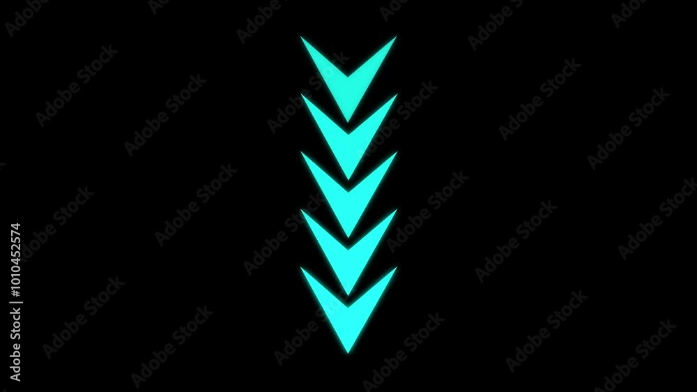 Animated ash color pointing down arrow on black background 4k animation ...