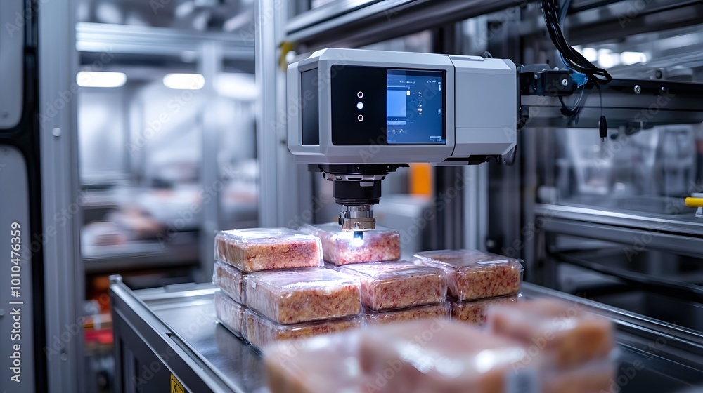 High-tech food processing plant where AI-powered robots monitor food ...