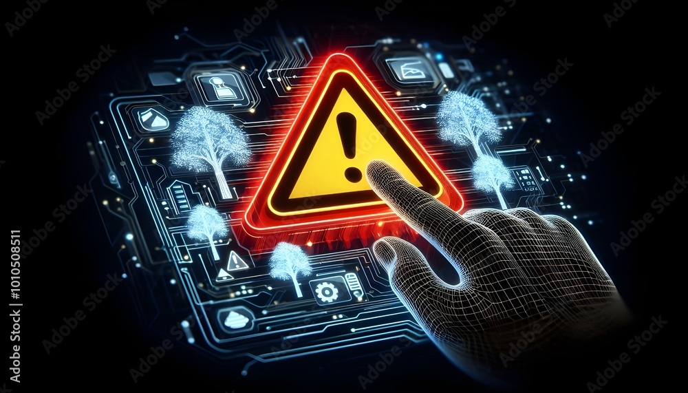 Attention Sign Binary Code Vector Pattern Background. a virtual warning ...