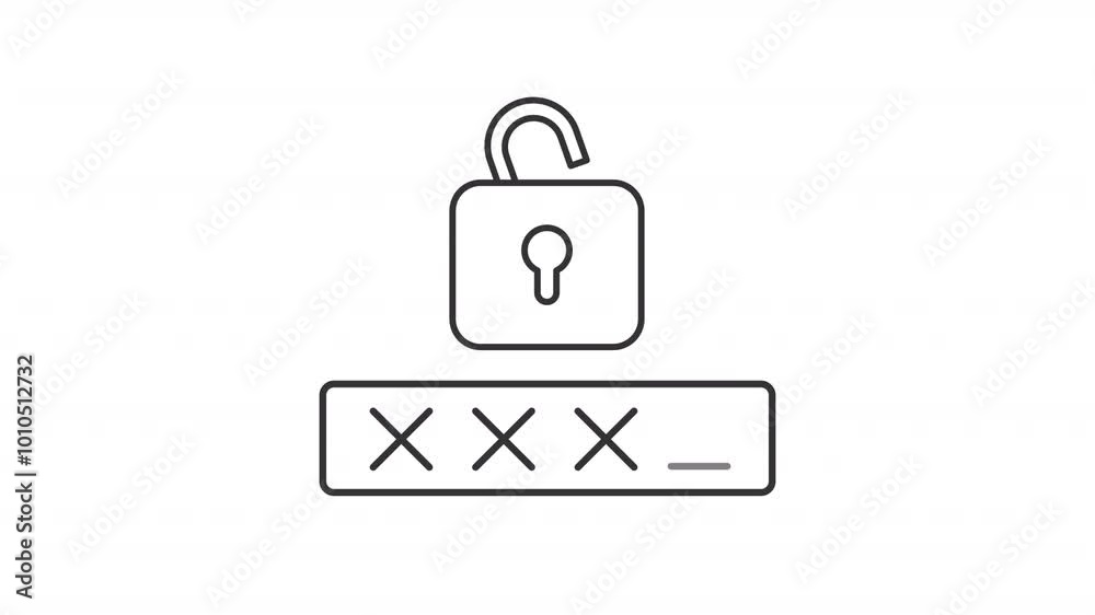 Strong password line animation. Access control animated icon. Showing ...