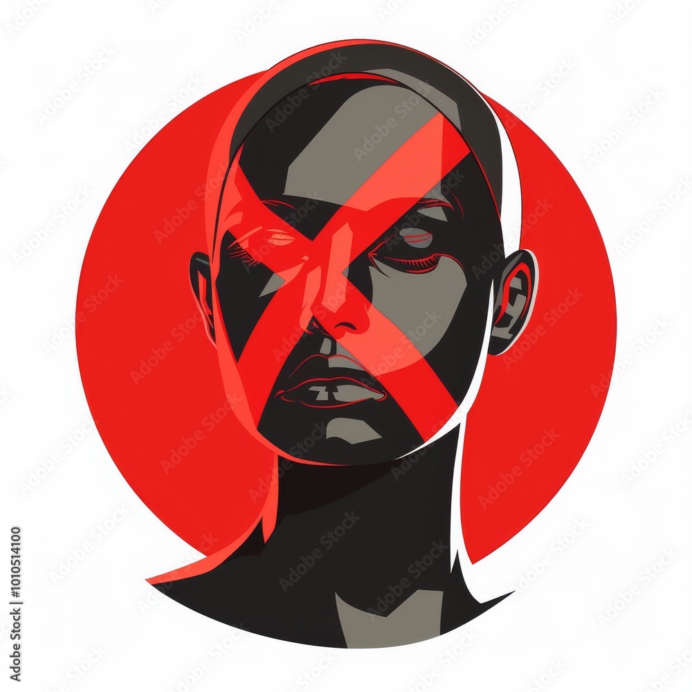 The red X inside the circle symbolizes being crossed out or forbidden ...