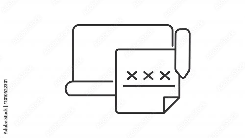 Password paper line animation. Access control animated icon. Drawing ...