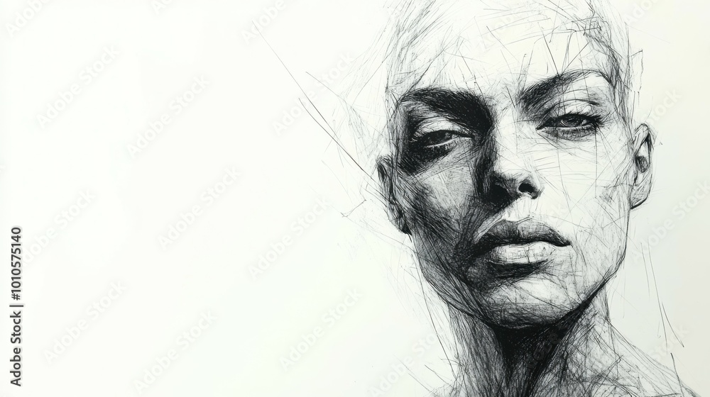 Stylized figure sketch with exaggerated proportions and artistic ...