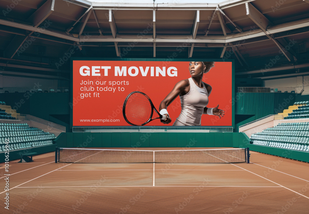 Tennis Court Billboard Sign Mockup With Generative AI Stock Template ...