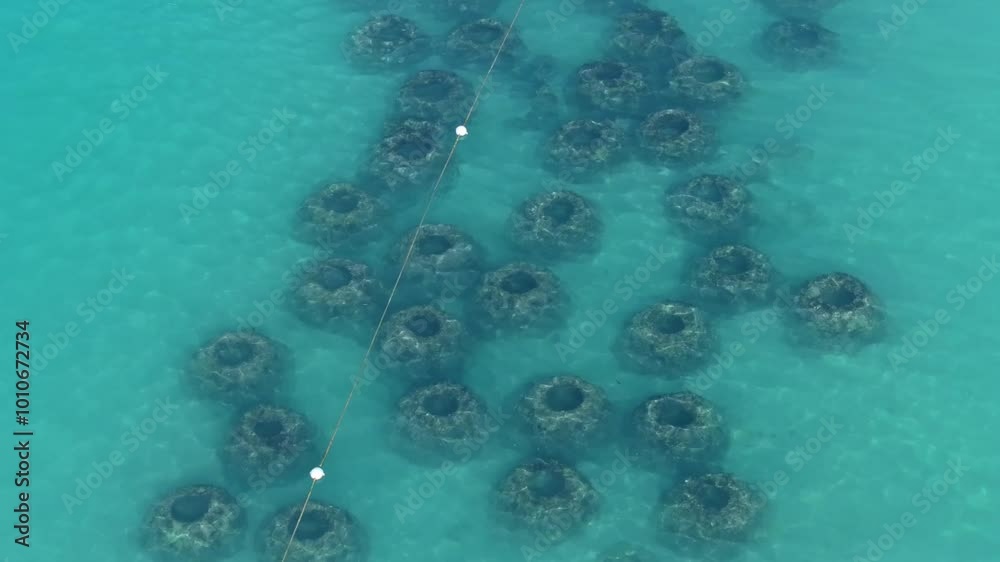 Man-made coral reefs supporting marine life at Dominicus Beach ...