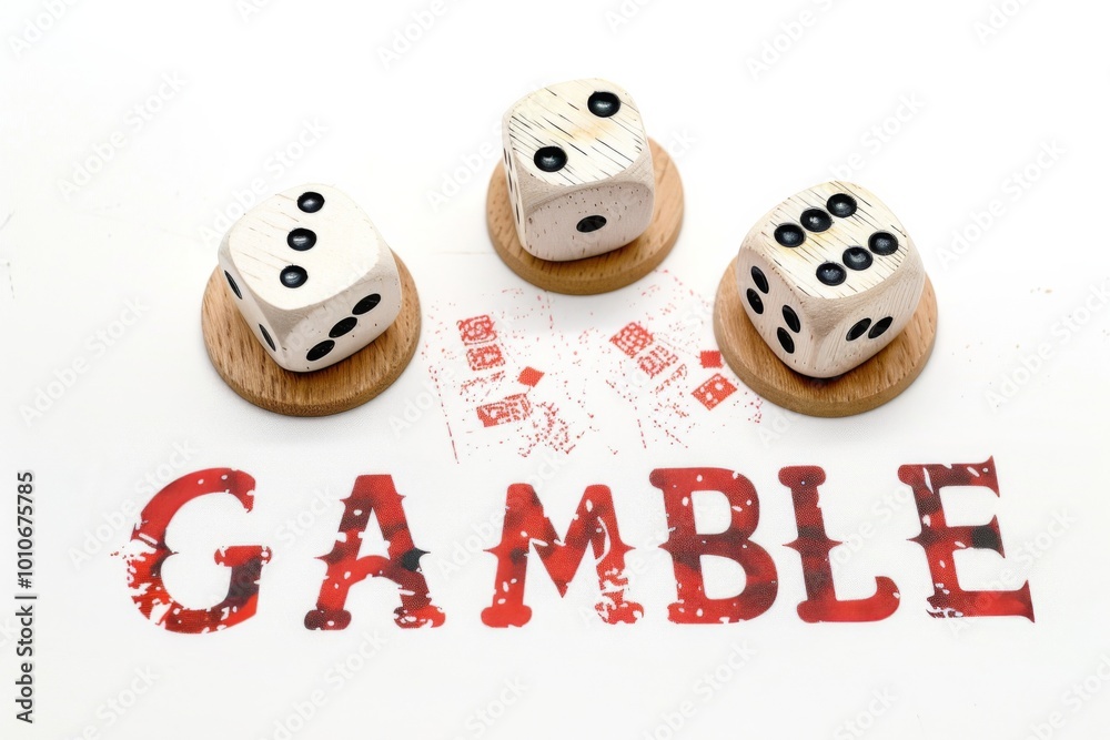 Exploring the thrill of chance, wooden stamps display the word GAMBLE ...