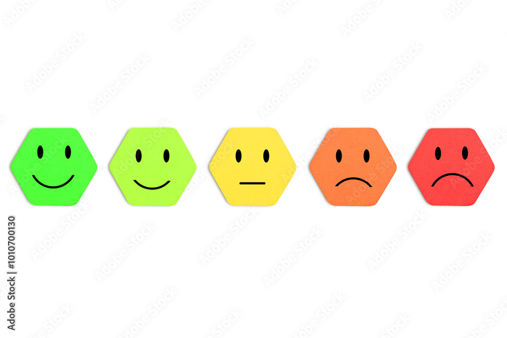 Emotion feedback scale. Includes such emoticon as angry, sad, neutral ...