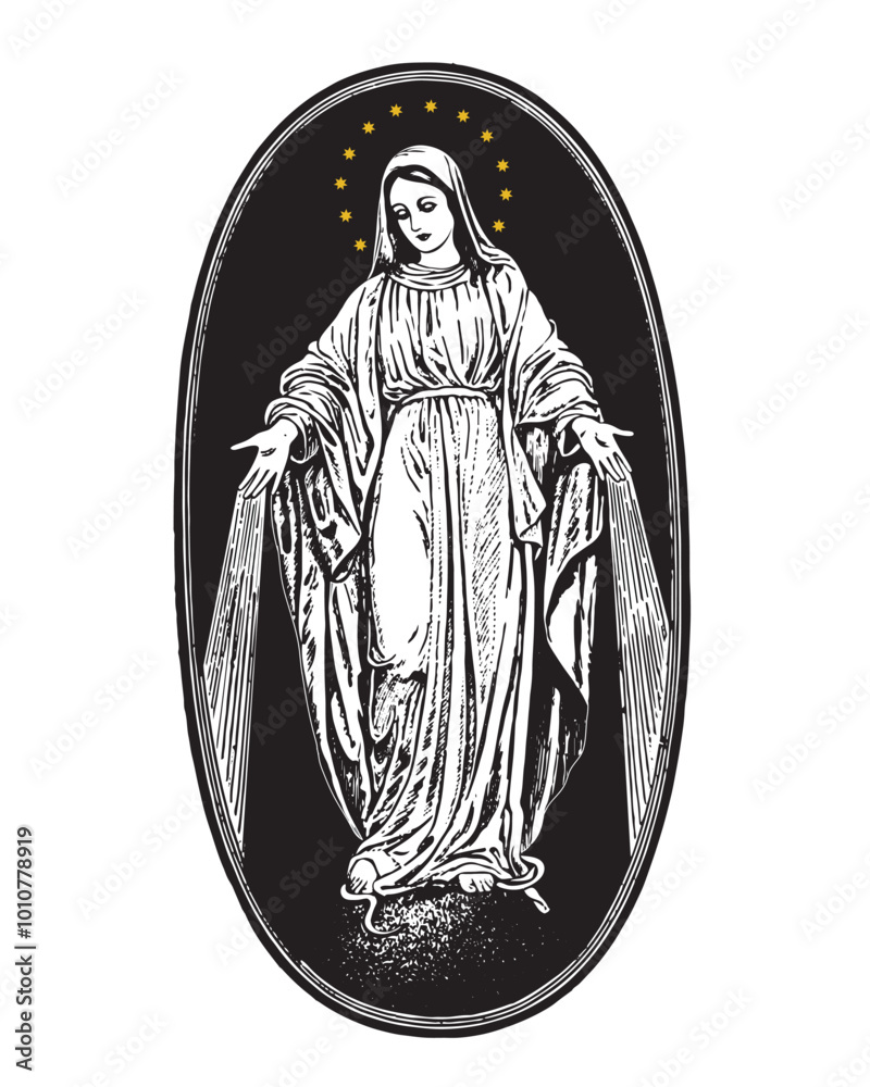 Vetor de Our Lady of grace vector Blessed Virgin Mary Catholic ...