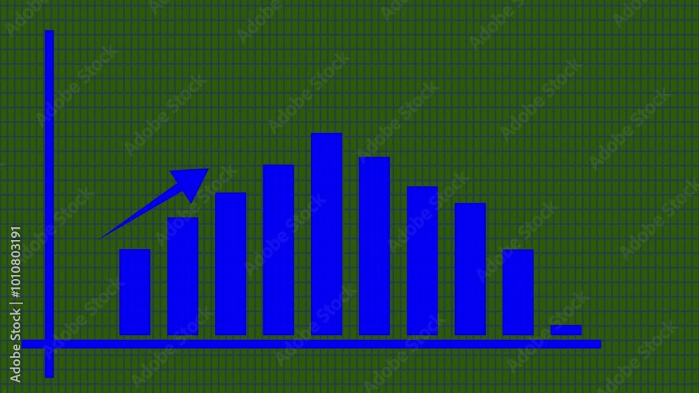 Business graph icon animated. Up arrow on flip chart, chart board ...