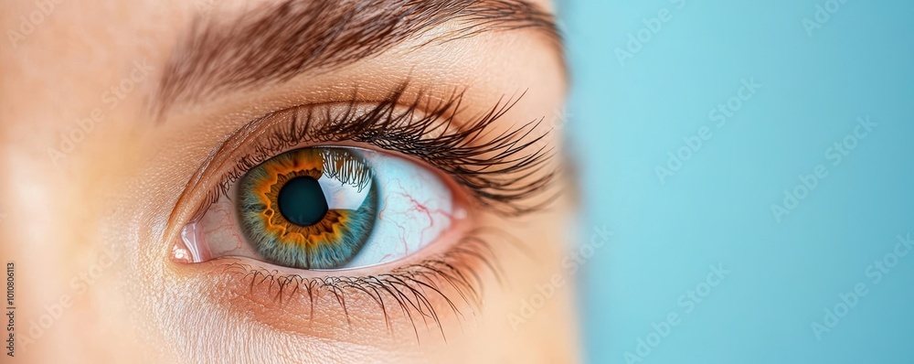 Human eye with holographic lens displaying damaged retinal regions ...