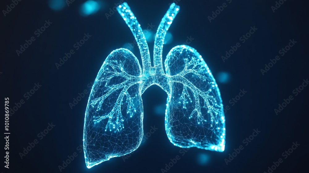 2410_181.glowing blue neon lungs, digital wireframe anatomy, pulsating ...