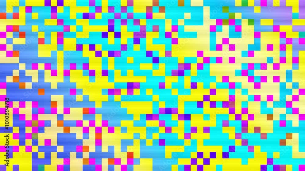 Abstract pixelated interlaced flowing rainbow 8 bit cyber retro game ...