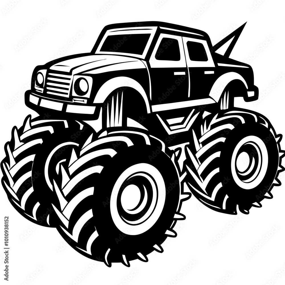 Monster Truck Power: A powerful and imposing monster truck roars to ...