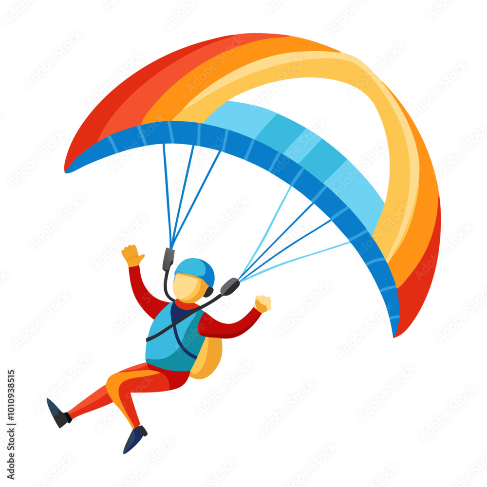 Skydiving Adventure: A vibrant illustration of a paraglider soaring ...