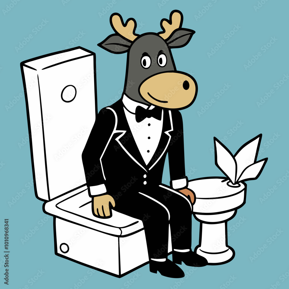 Reindeer in a Tuxedo: A humorous illustration of a reindeer wearing a ...