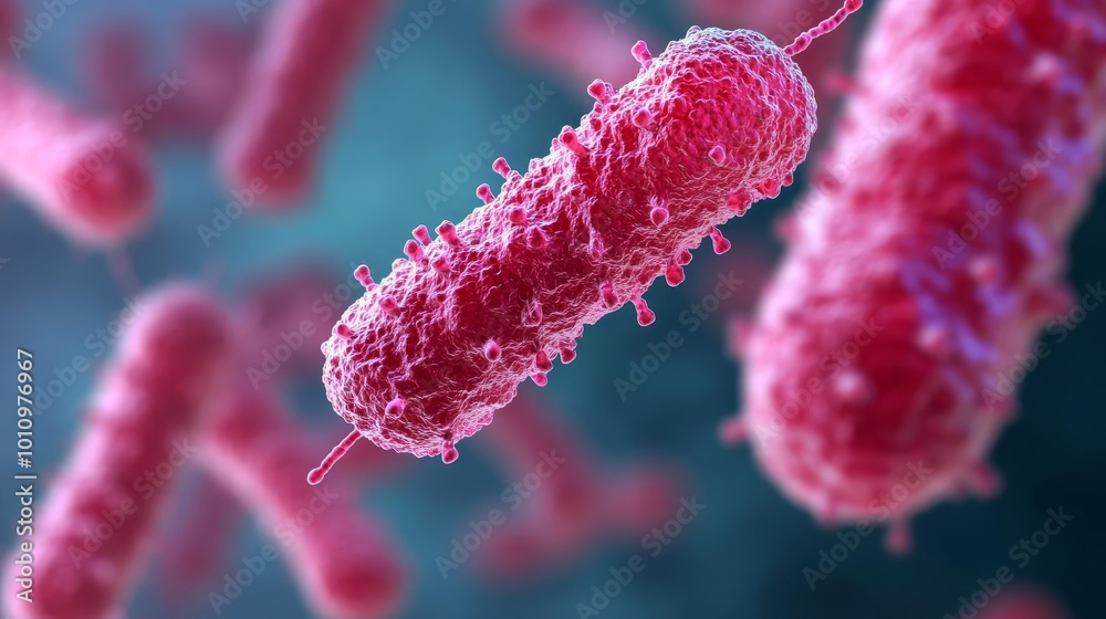 Prokaryotic pilus extending from cell wall, conjugation process, 3D ...