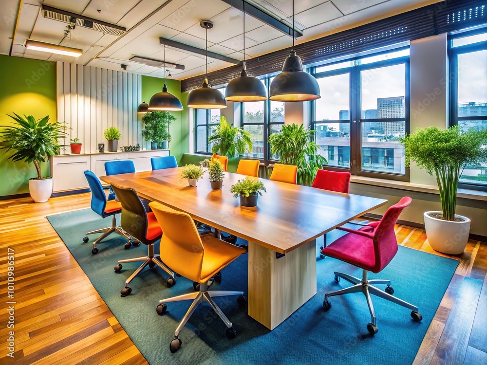 Modern Office Workspace with Desk and Conference Table for Productive ...